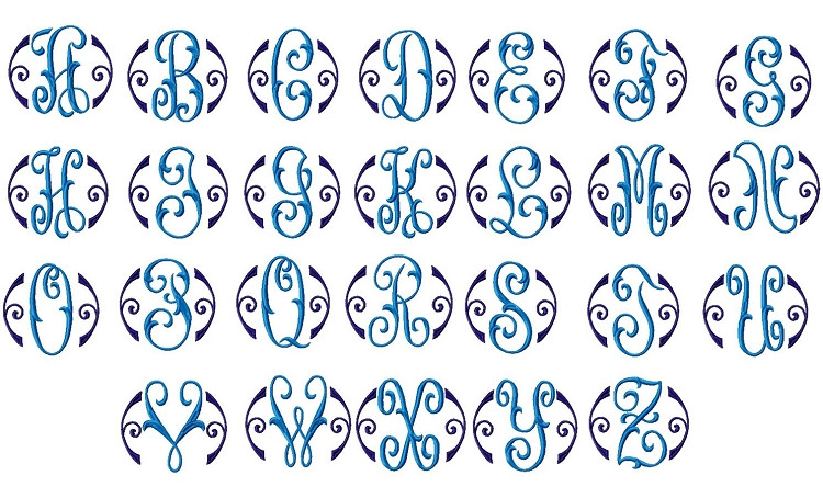 Large Arabesque Monogram Machine Embroidery Font Alphabet - Rivermill ...