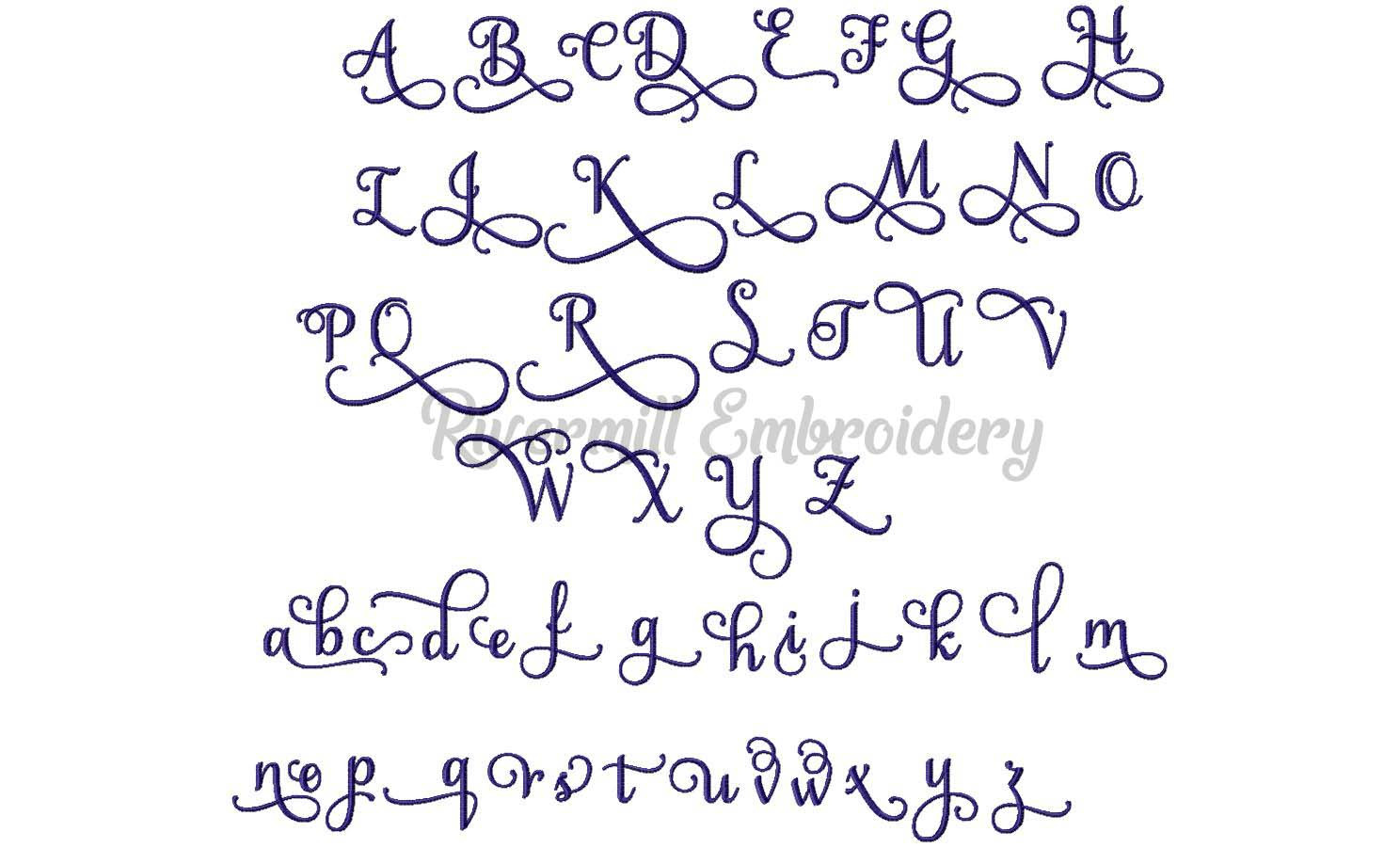 1 1/2" Size ONLY - Samantha Script Alternate Letters (Set 1) Machine ...