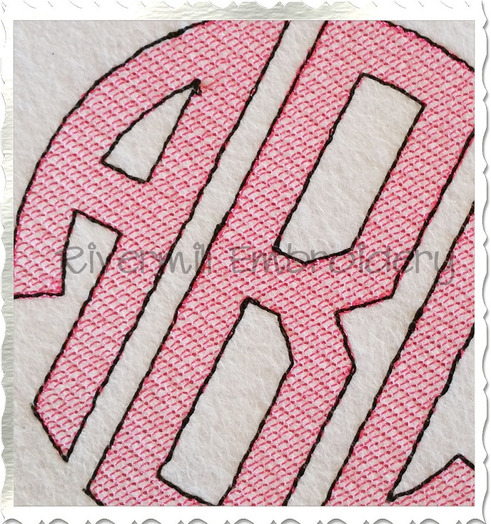 Vintage Style Round 3 Letter Monogram Machine Embroidery Font ...