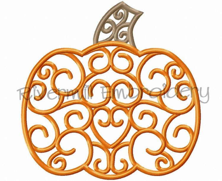 Swirl Pumpkin Machine Embroidery Design - Rivermill Embroidery