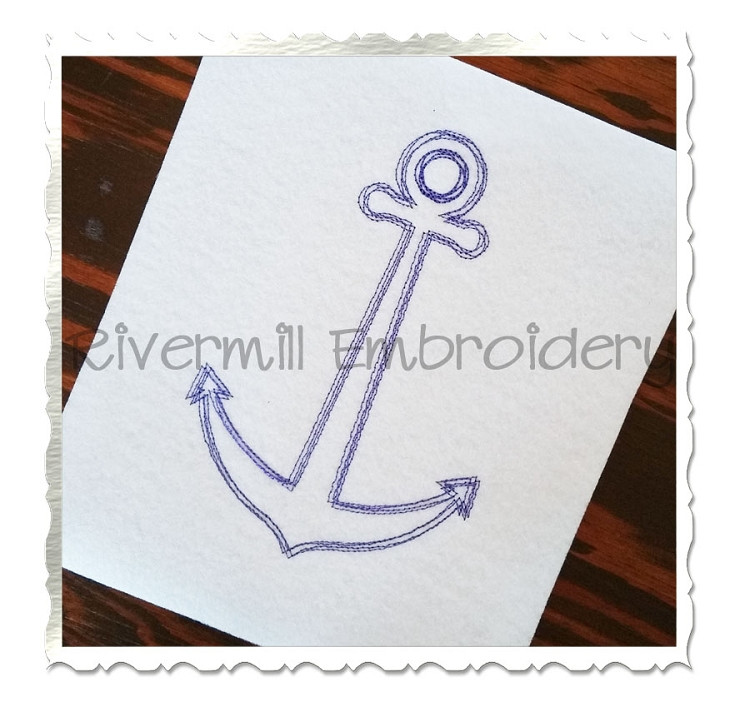 Scribble Sketch Anchor Machine Embroidery Design - Rivermill Embroidery