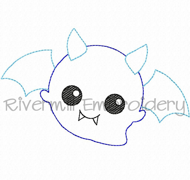 Colorwork Vampire Bat Ghost Machine Embroidery Design - Rivermill ...
