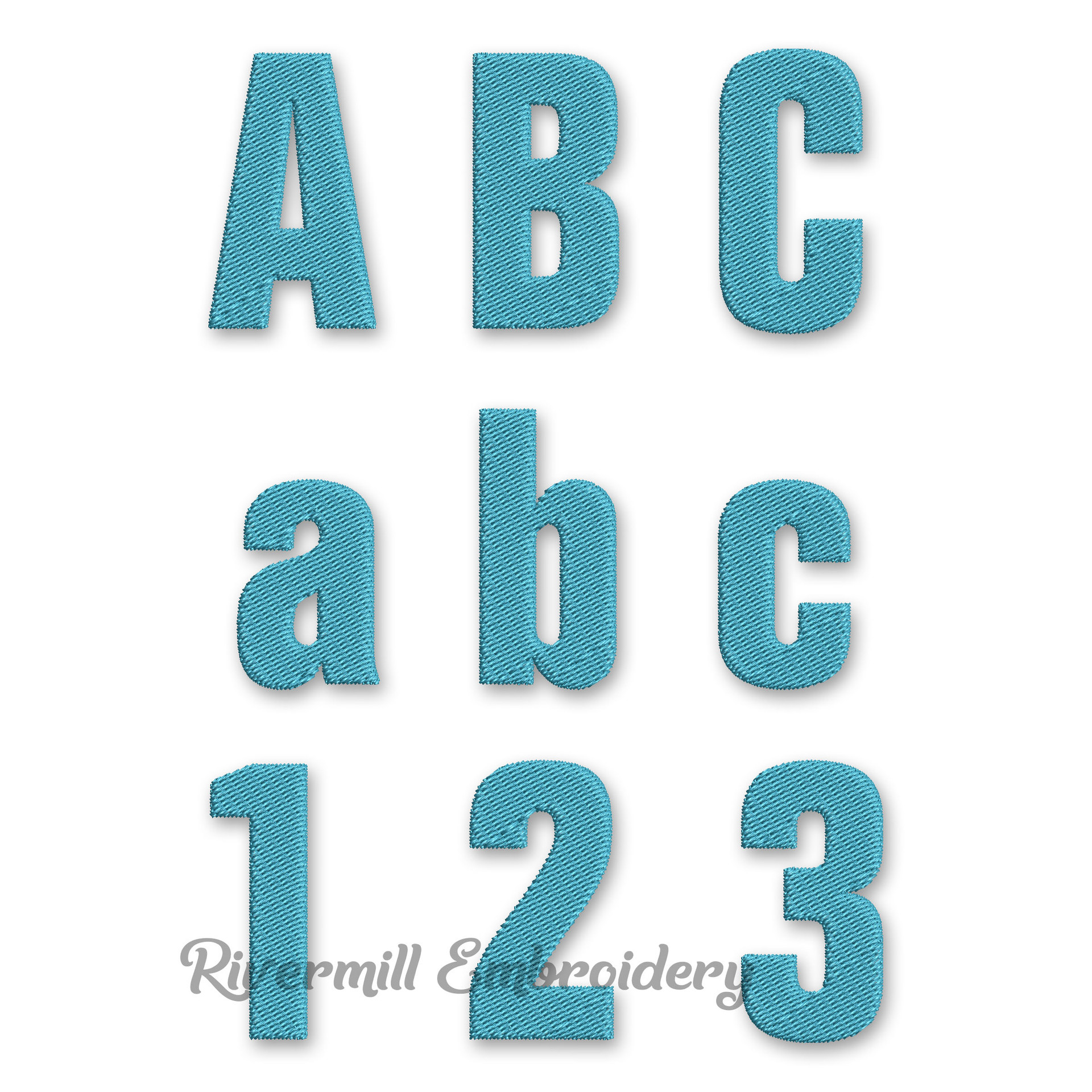 Block Machine Embroidery Alphabet - 2 Inch Size - Rivermill Embroidery