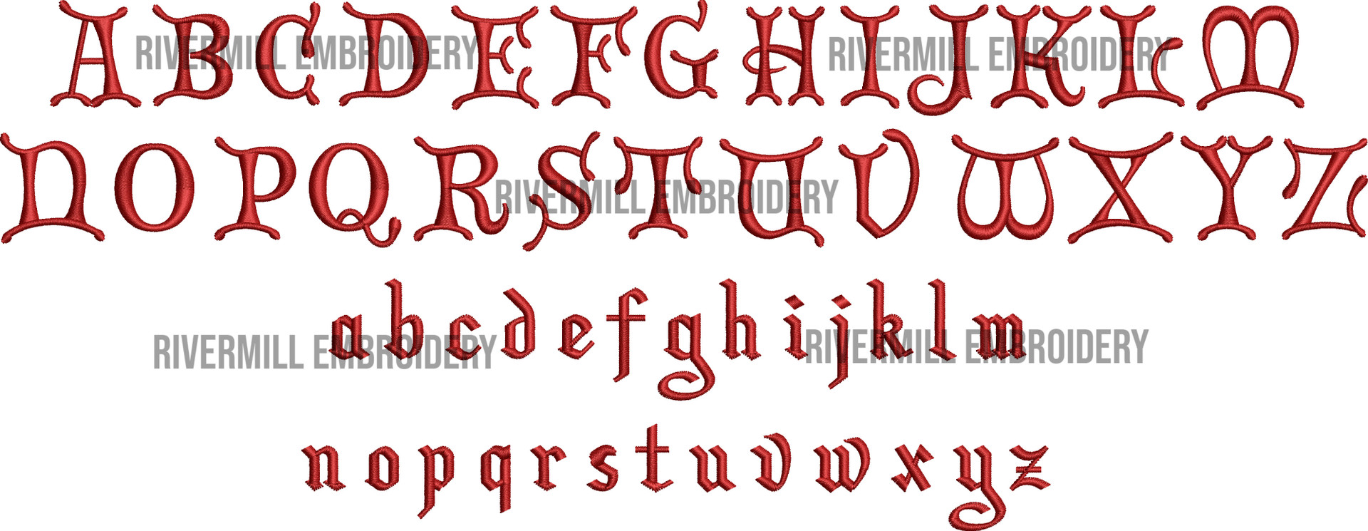 Christmas Carol Machine Embroidery Font Alphabet - Rivermill Embroidery