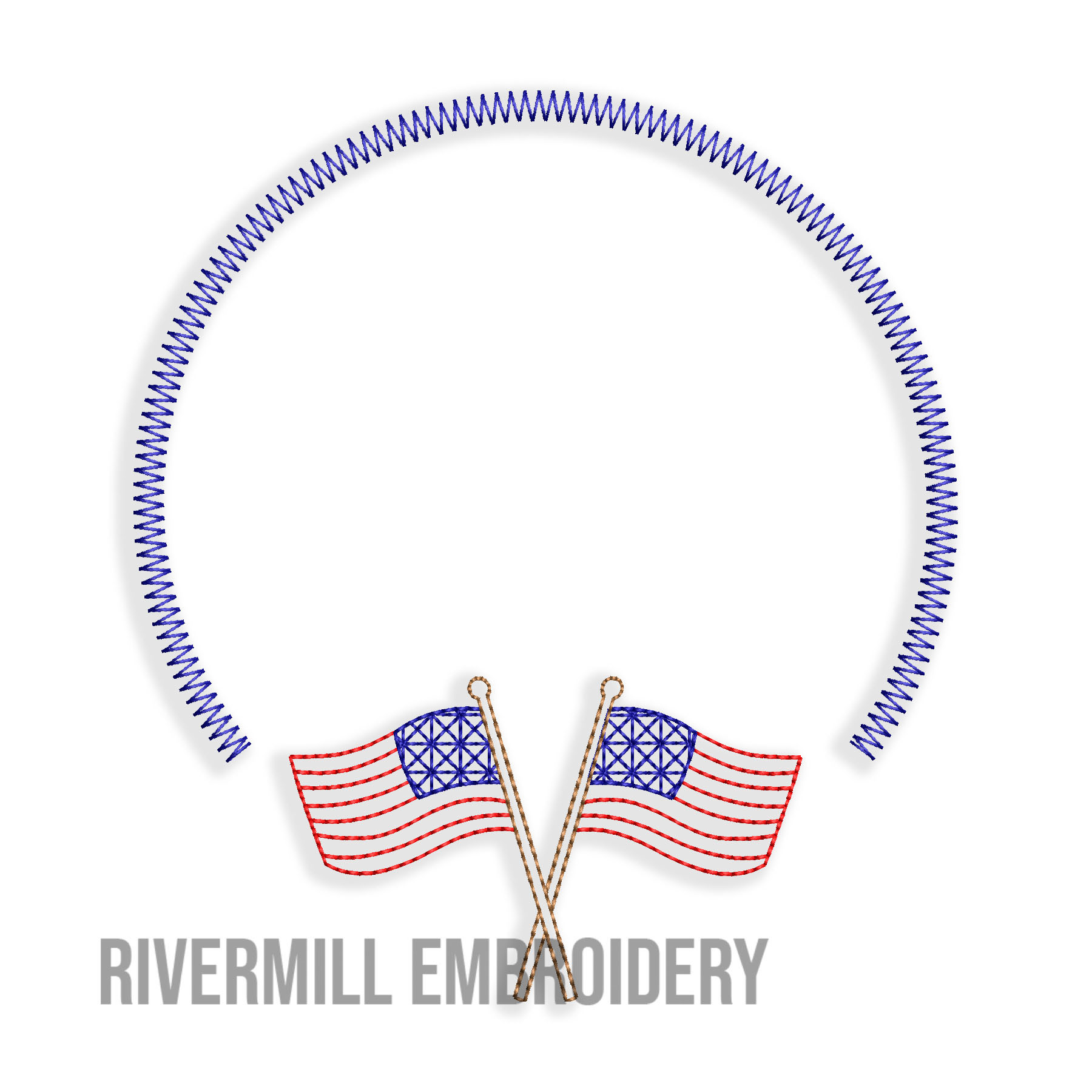Crossed American Flags Frame Machine Embroidery Design - Rivermill ...