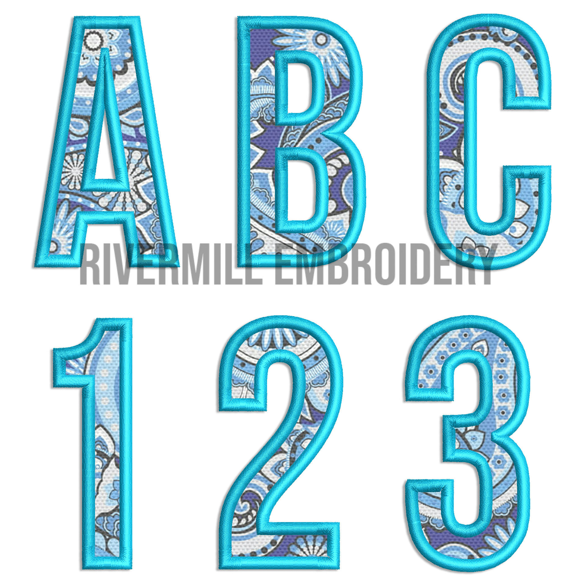 Small Walter Shadow Machine Embroidery Alphabet - Rivermill Embroidery