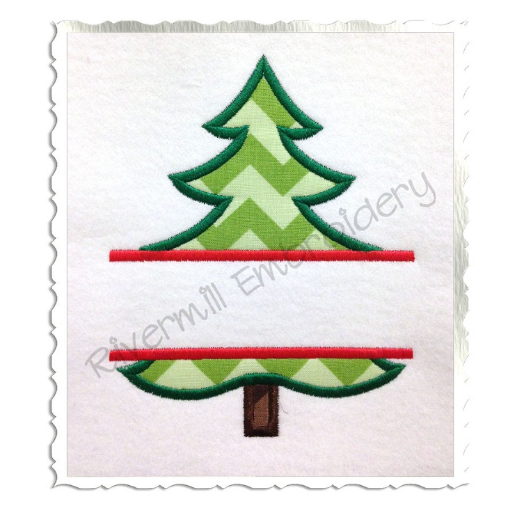 Swirl Christmas Tree Machine Embroidery Design - Rivermill Embroidery