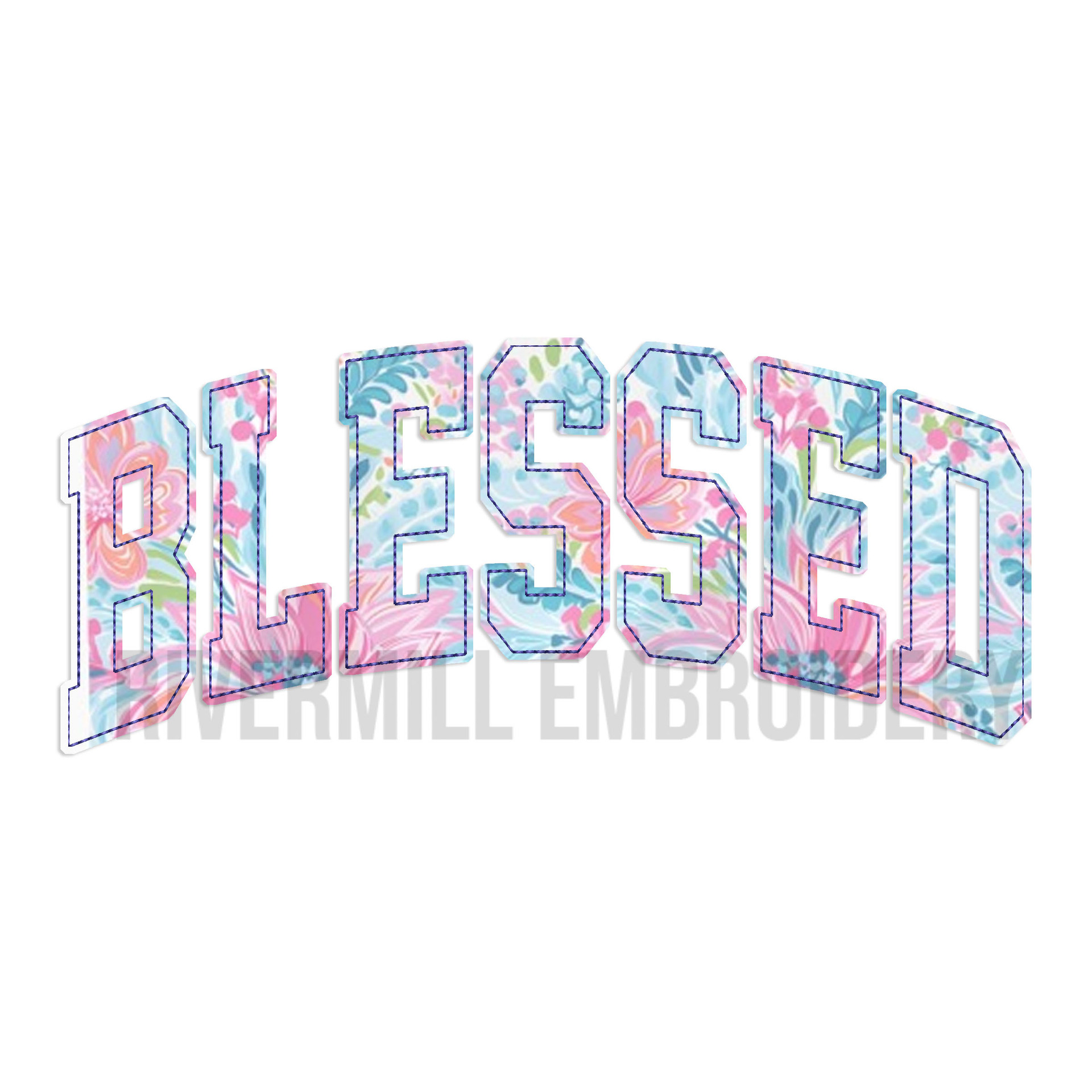 Arched Blessed Satin Stitch Applique Machine Embroidery Design ...