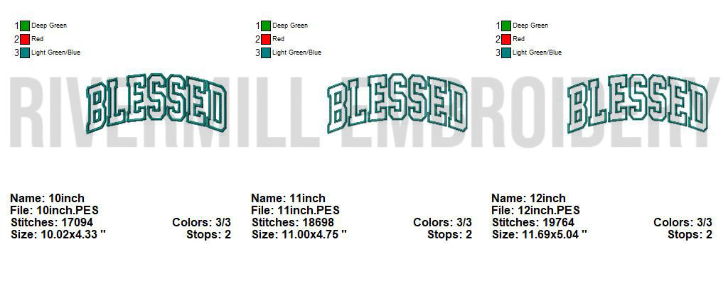 Arched Blessed Satin Stitch Applique Machine Embroidery Design ...