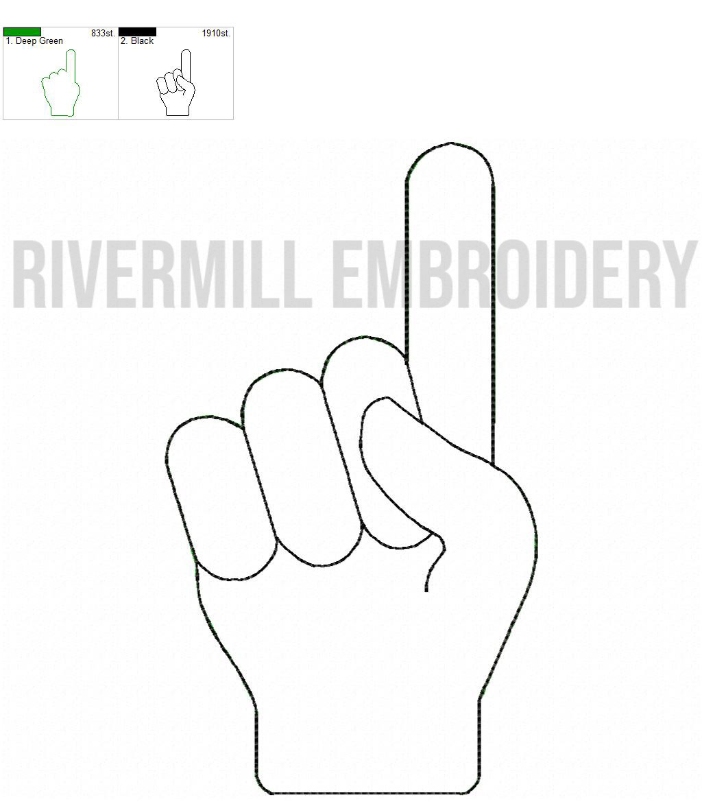 Foam Finger Number 1 Hand Bean Stitch Applique Machine Embroidery ...