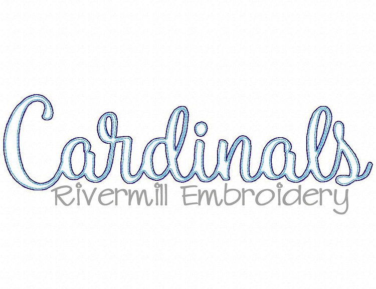 Raggy Applique Script Cardinals Machine Embroidery Design - Rivermill ...