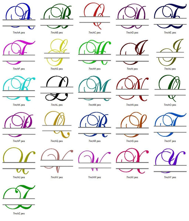 Split Script Machine Embroidery Alphabet - Rivermill Embroidery