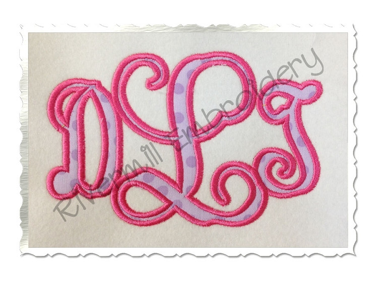 4x4 Size - Intertwined Monogram Applique Machine Embroidery Alphabet ...