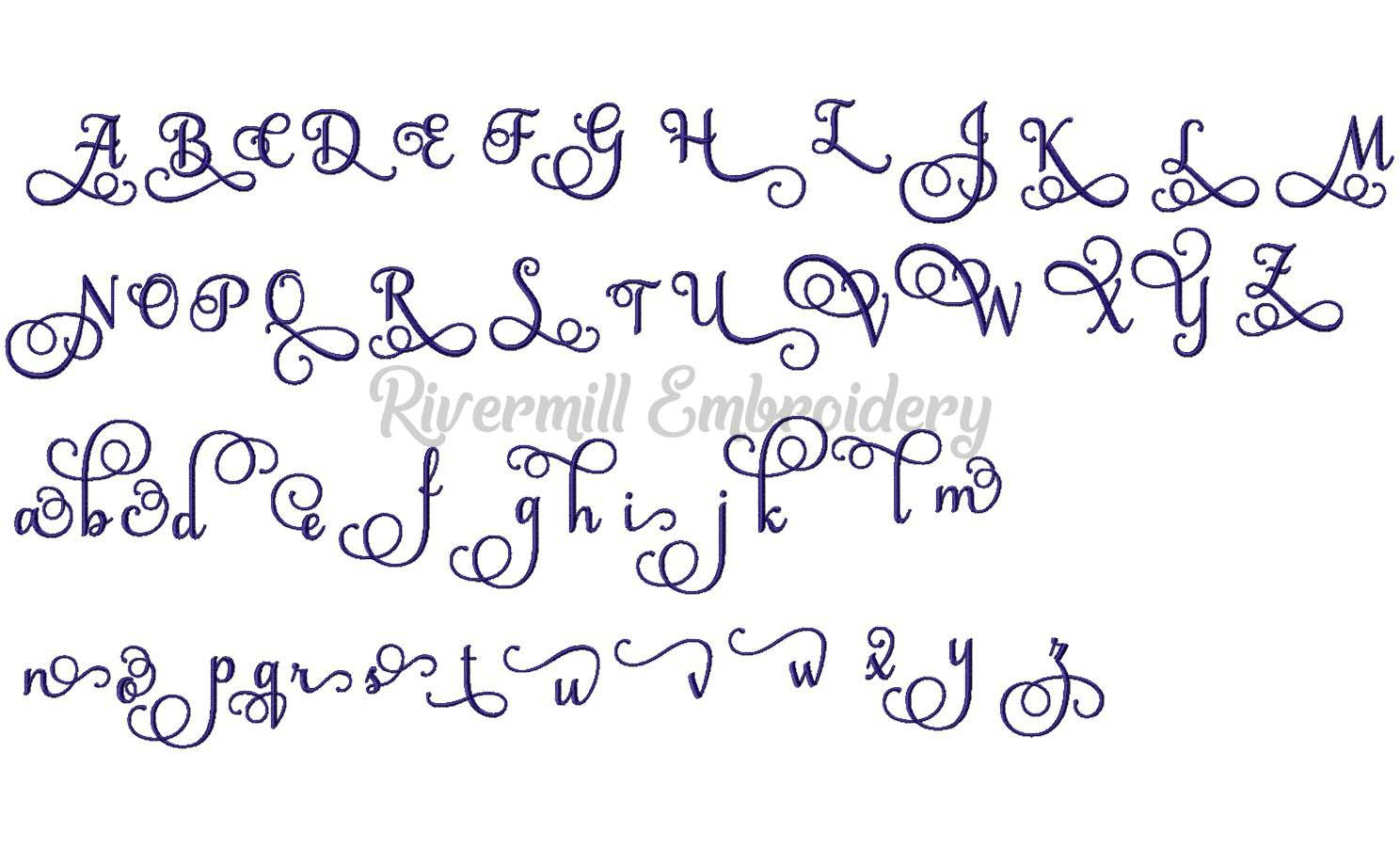 1 1/4" Size ONLY - Samantha Script Alternate Letters (Set 2) Machine ...
