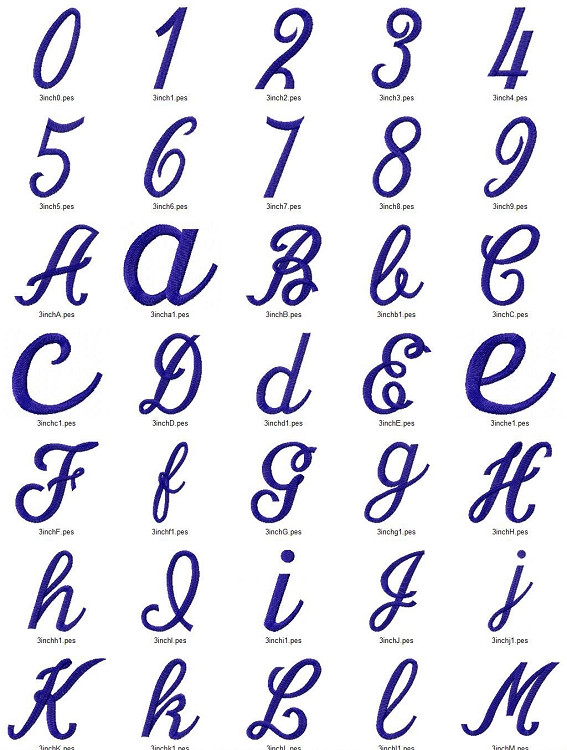 Simple Script Machine Embroidery Font Alphabet - Rivermill Embroidery