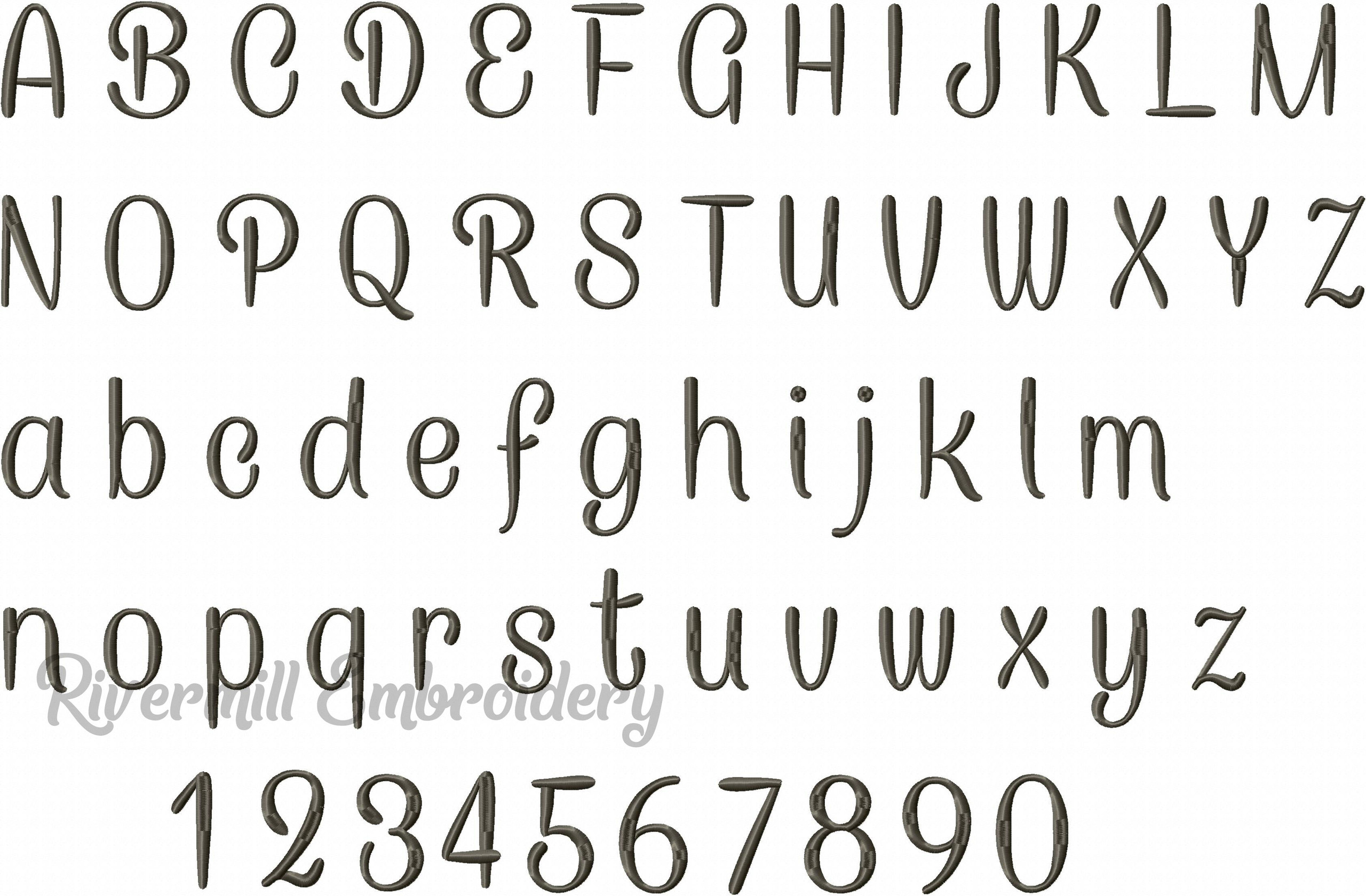 Large Bailey Font Machine Embroidery Font Alphabet - Rivermill Embroidery