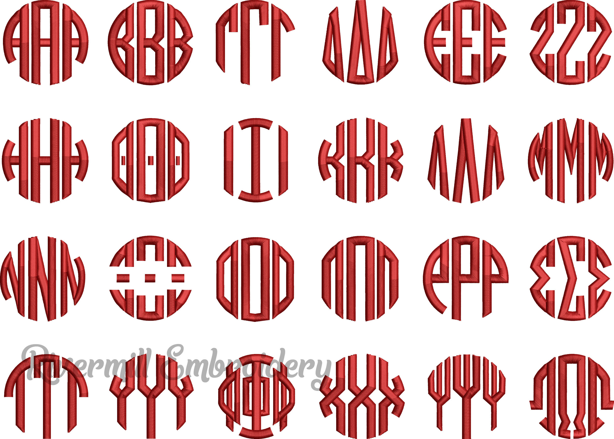 Greek Circle Monogram Machine Embroidery Font Alphabet - Rivermill ...