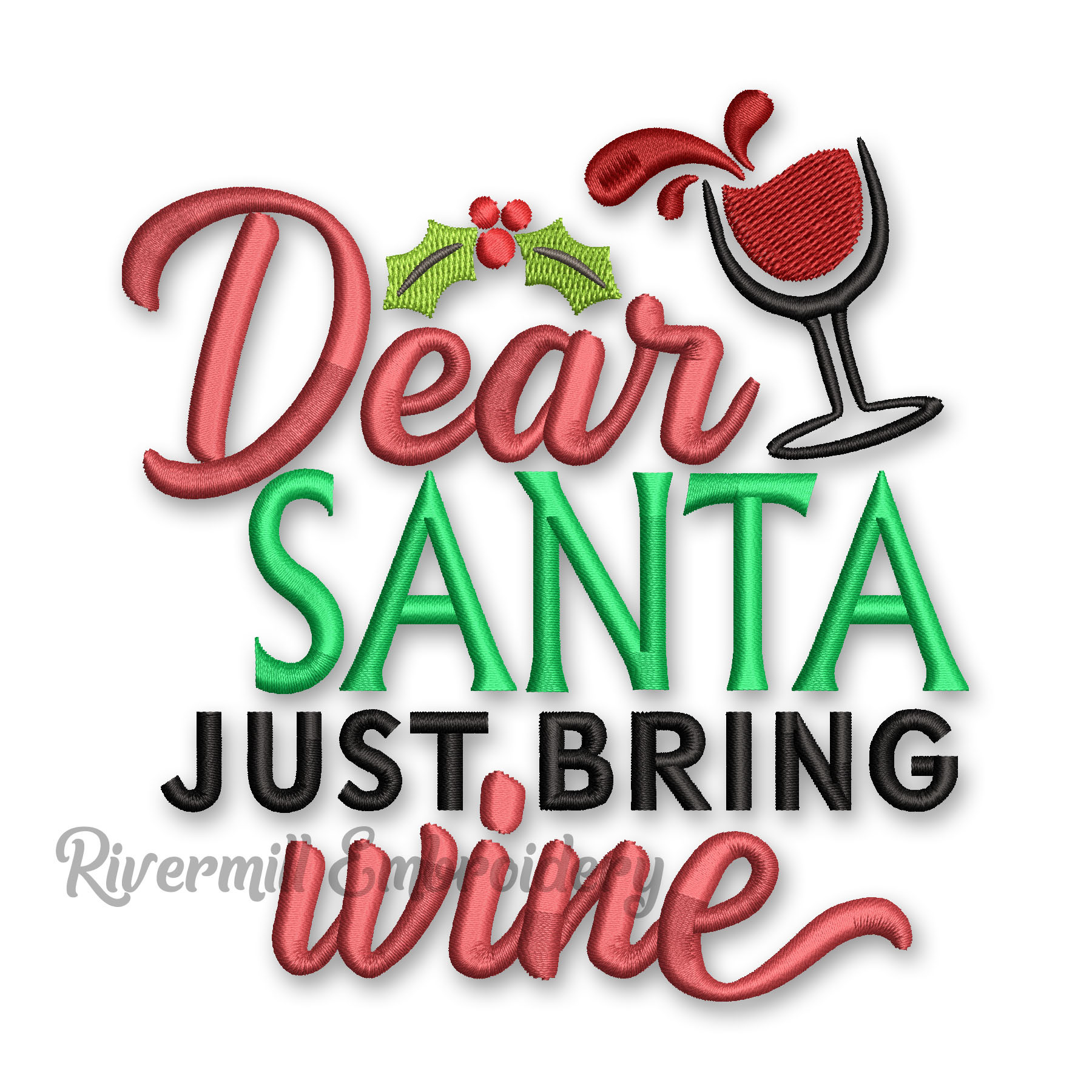 Dear Santa Just Bring Wine Christmas Machine Embroidery Design ...