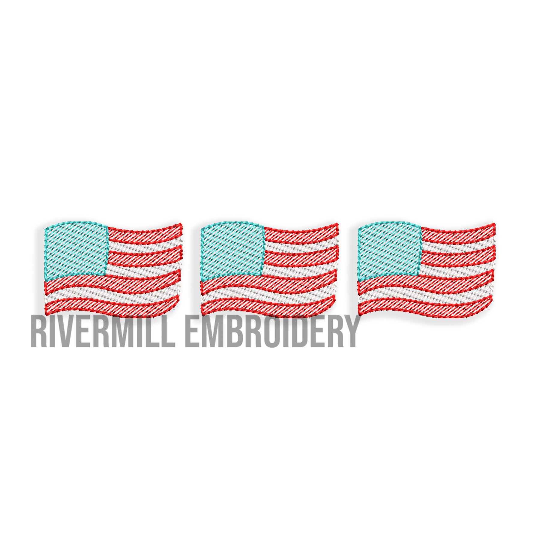 American Flag Trio Sketch Machine Embroidery Design - Rivermill Embroidery
