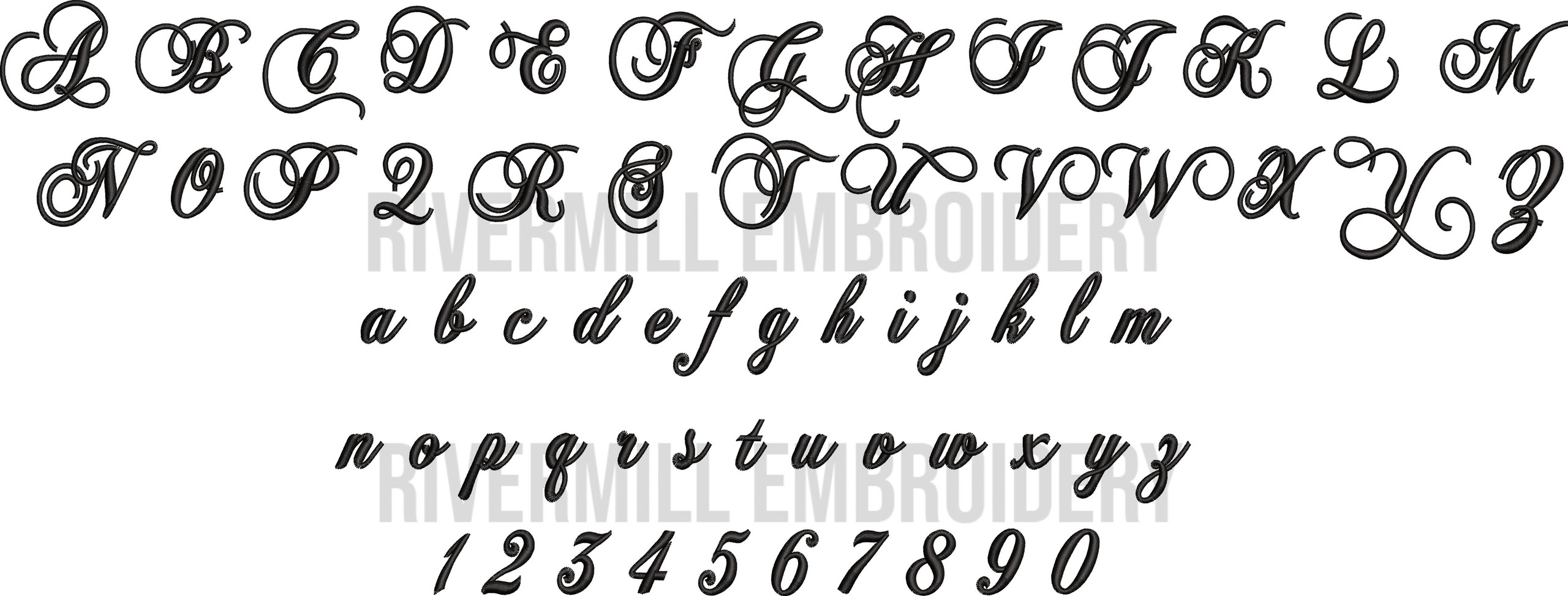 Chopin Script Machine Embroidery Font Alphabet - Rivermill Embroidery