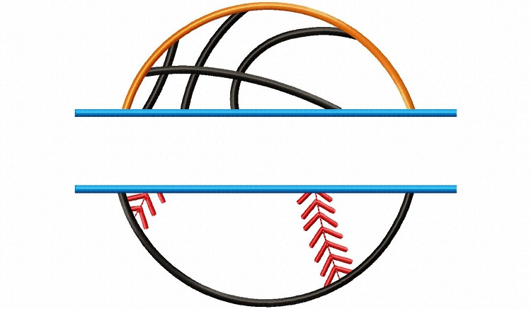 Split Applique Ball Half Basketball Half Baseball or Softball Machine ...