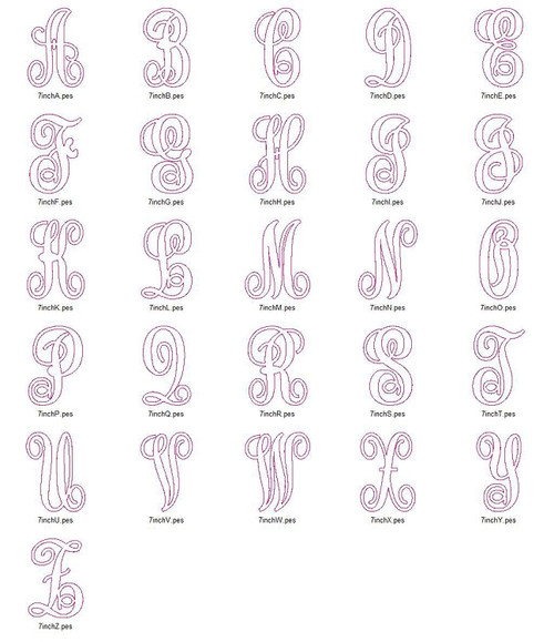 Raggy Fancy Monogram Applique Machine Embroidery Alphabet Font ...