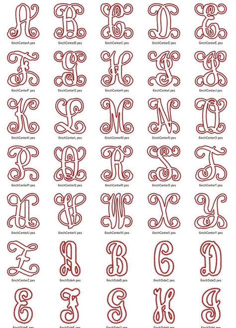 Intertwined Monogram Candlewick Applique Machine Embroidery Alphabet ...