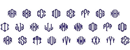 Point 3 Letter Monogram Machine Embroidery Font - Rivermill Embroidery