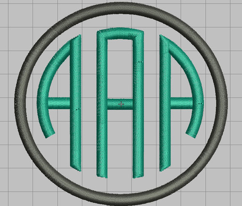 Thin Round 3 Letter Monogram Machine Embroidery Font - Rivermill Embroidery