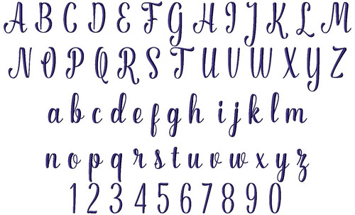Rosemary Script Machine Embroidery Font Alphabet - Rivermill Embroidery