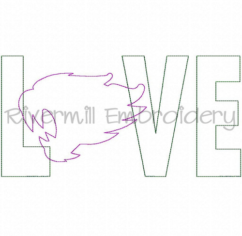 Raggy Applique Wildcat Love Machine Embroidery Design Rivermill