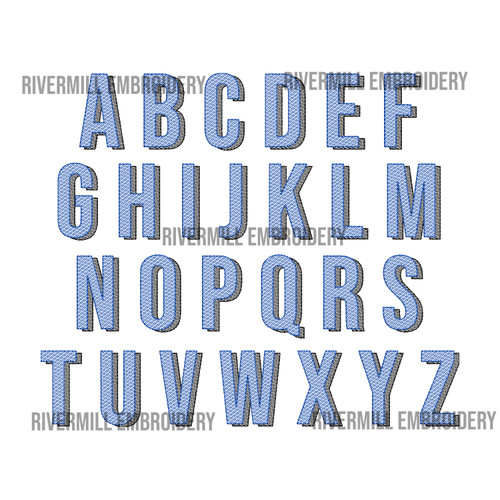 Sketch Shadow Block Machine Embroidery Alphabet Font - Rivermill Embroidery