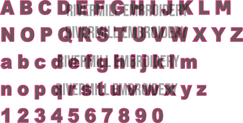 Two Color Block Machine Embroidery Font Alphabet - Rivermill Embroidery