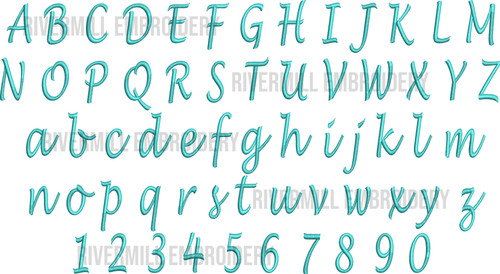 Lucinda Handwriting Machine Embroidery Font Alphabet - Rivermill Embroidery