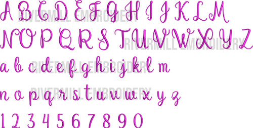 Julia Script Machine Embroidery Font Alphabet - Rivermill Embroidery