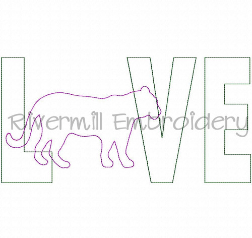 Raggy Applique Tiger Love Machine Embroidery Design Rivermill Embroidery