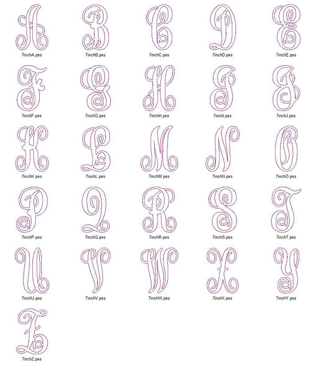 Raggy Fancy Monogram Applique Machine Embroidery Alphabet Font ...