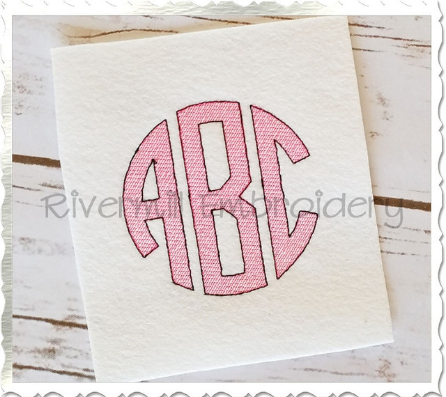 Vintage Style Round 3 Letter Monogram Machine Embroidery Font ...