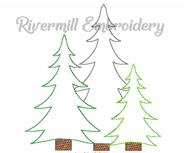 Raggy Applique Trio of Trees Machine Embroidery Design - Rivermill ...