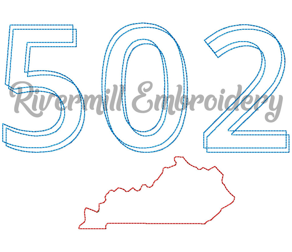 Raggy Applique Kentucky 502 Area Code Machine Embroidery Design ...