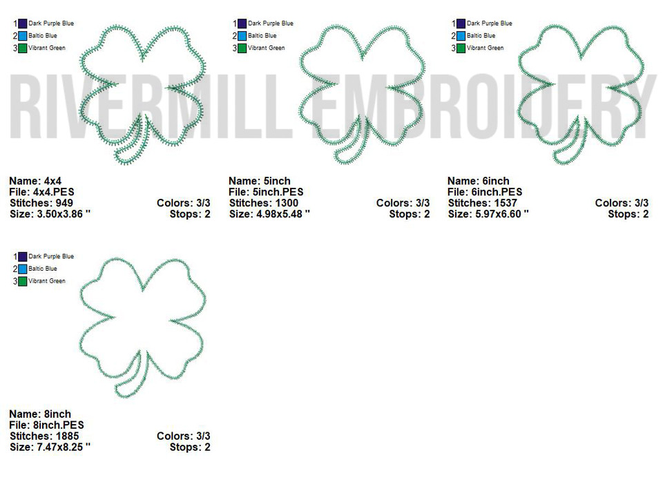 Zig Zag Applique Four Leaf Clover Machine Embroidery Design - Rivermill ...