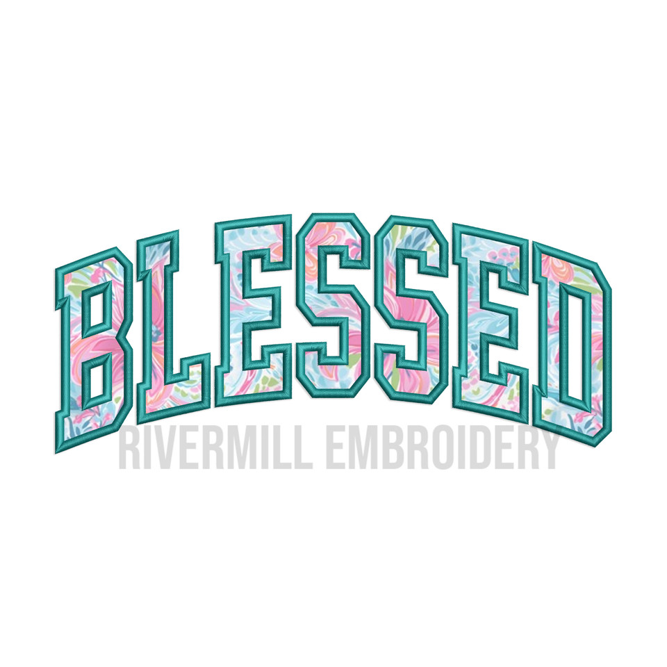 Arched Blessed Satin Stitch Applique Machine Embroidery Design ...