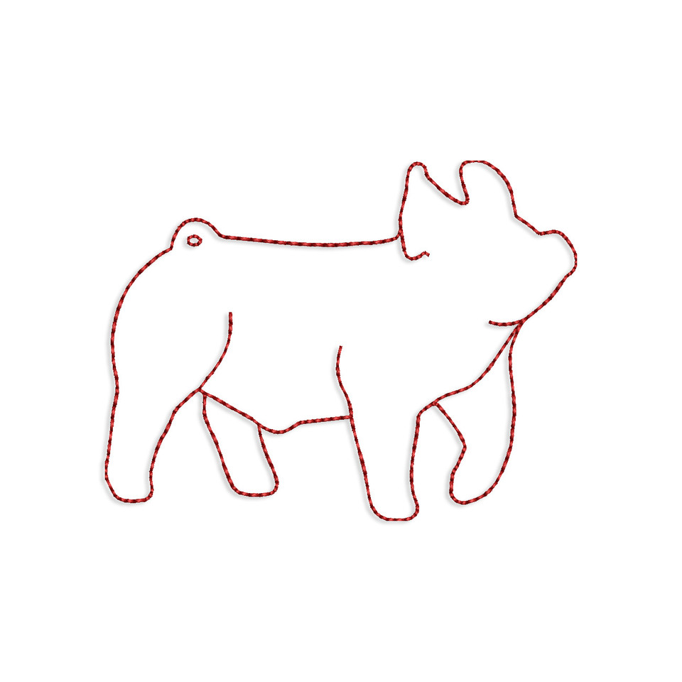 Small Raggy Applique Show Pig Machine Embroidery Design - Rivermill ...