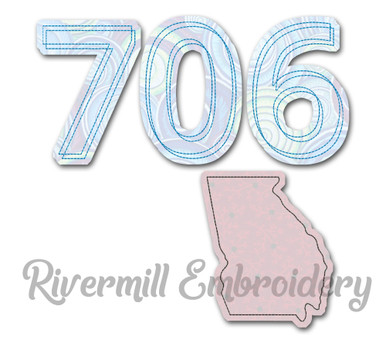 Raggy Applique Georgia 706 Area Code Machine Embroidery Design ...