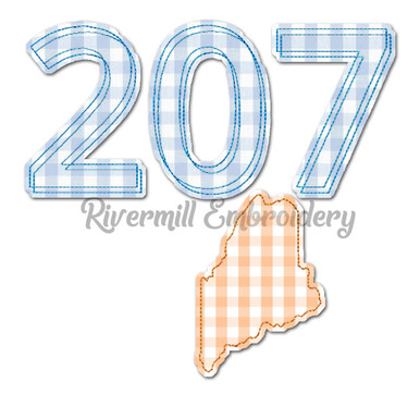 Raggy Applique Maine ME 207 Area Code Machine Embroidery Design ...