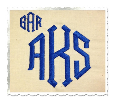 Point 3 Letter Monogram Machine Embroidery Font - Rivermill Embroidery