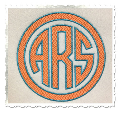 Textured Round 3 Letter Monogram with Outlines Machine Embroidery Font ...