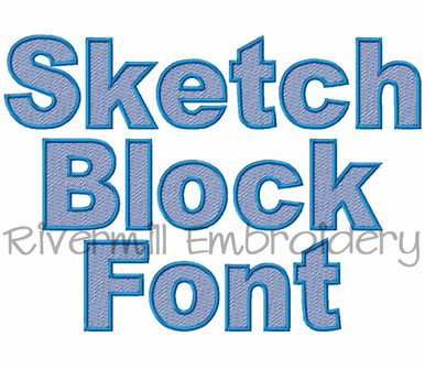 Sketch Style Block Machine Embroidery Font Alphabet - Rivermill Embroidery
