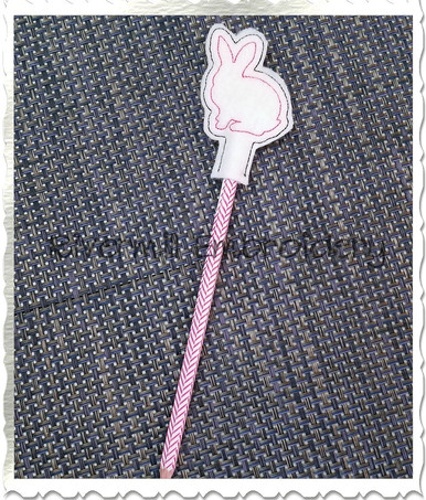 Rabbit / Bunny In The Hoop Pencil Topper Machine Embroidery Design ...