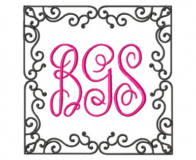 Square Monogram Font Frame Machine Embroidery Design - Rivermill Embroidery
